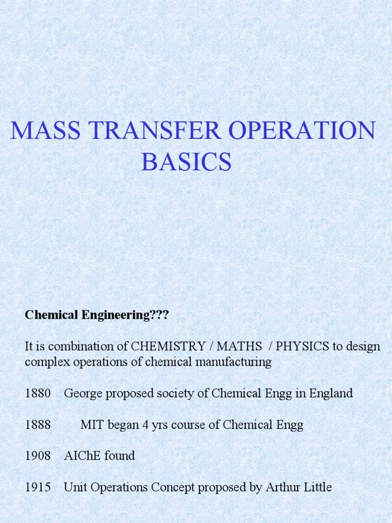 Mass Transfer Operation Basics | PDF | Distillation | Solution