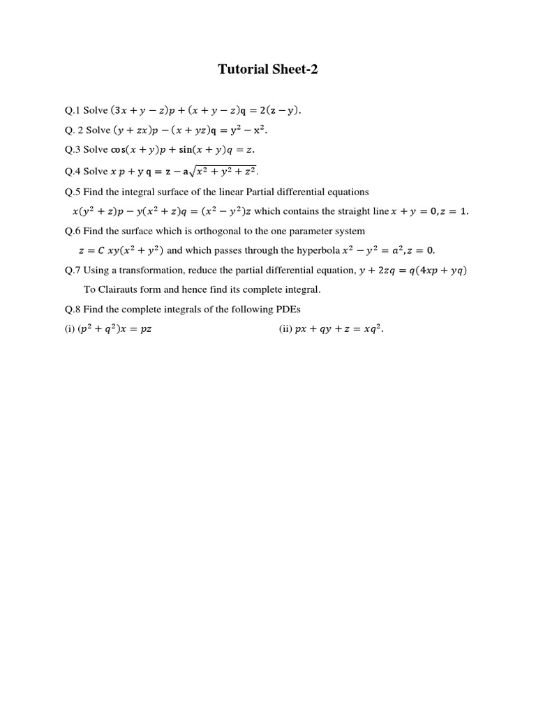 Tutorial Sheet 2 | PDF