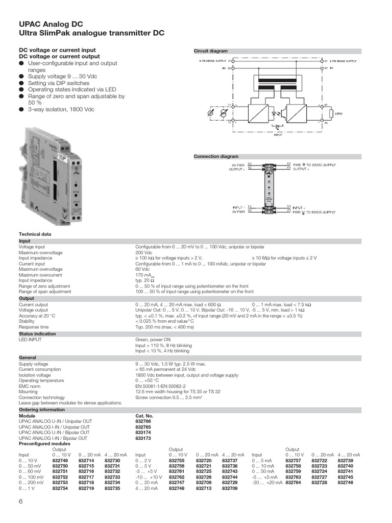 Upac Analog DC Ultra Slimpak Analogue Transmitter DC | PDF | Electric ...