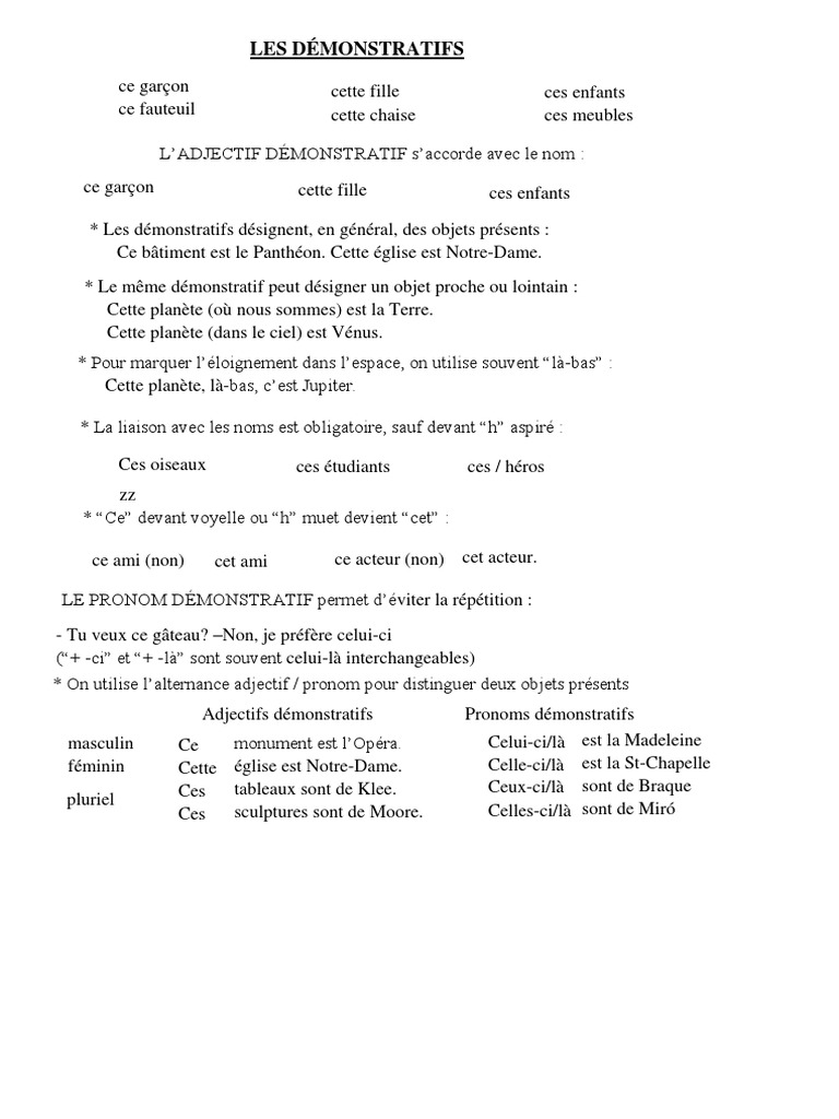 Les Possessifs Et Les Démonstratifs | PDF | Genre grammatical | Nombre ...