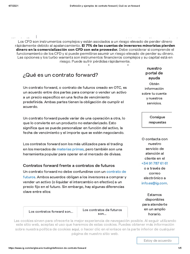 Definición y Ejemplos de Contrato Forward - Qué Es Un Forward | PDF