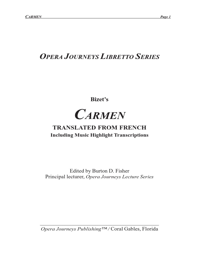 Carmen - Opera Journeys Libretto Series | PDF | Habanera (Aria) | Opera