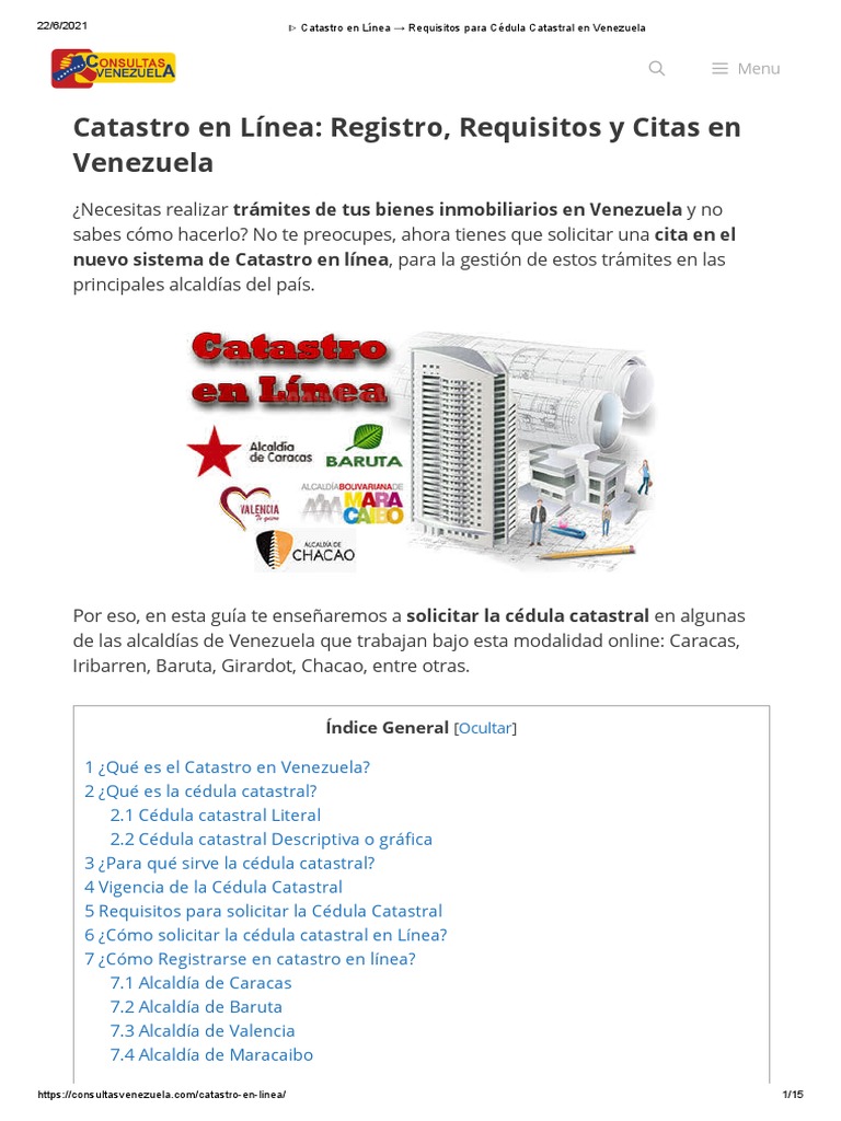 Catastro en Línea Requisitos para Cédula Catastral en Venezuela | PDF ...