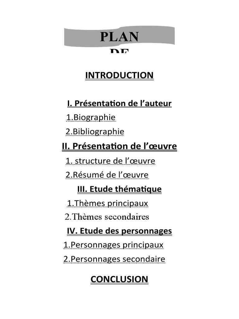 Plan d'exposé sur une œuvre littéraire | PDF