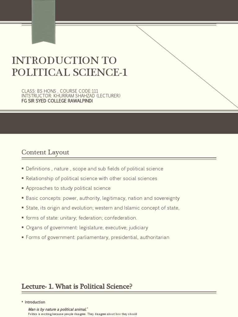 Introduction To Political Science-1 (Autosaved) | PDF