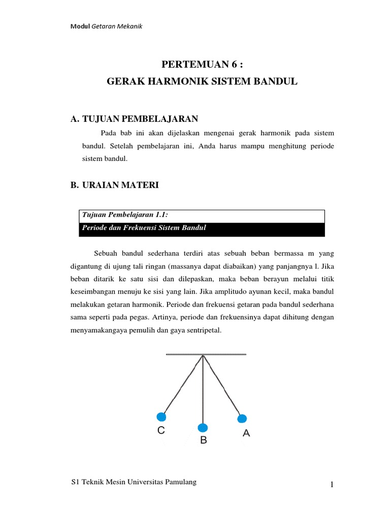 Pertemuan 6 - Gerak Harmonik Sistem Bandul | PDF