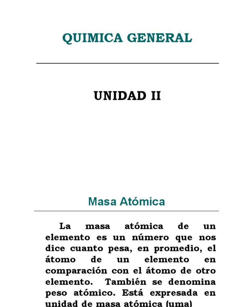 Masa Atomica | PDF | Mole (Unidad) | Átomos