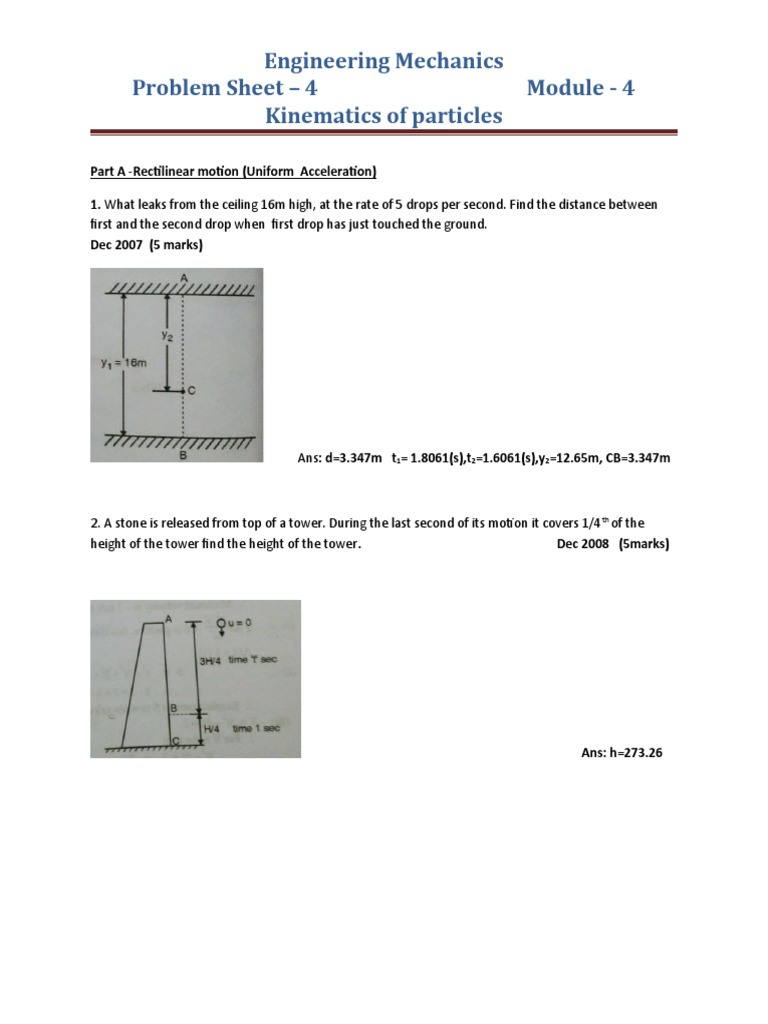 Kinematics of Particles Problem Set | PDF | Acceleration | Kinematics