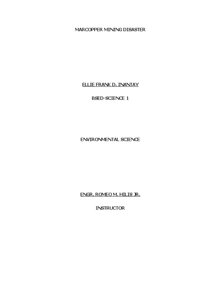 Environmental Impact of Marcopper Mining | PDF | Mining | Copper