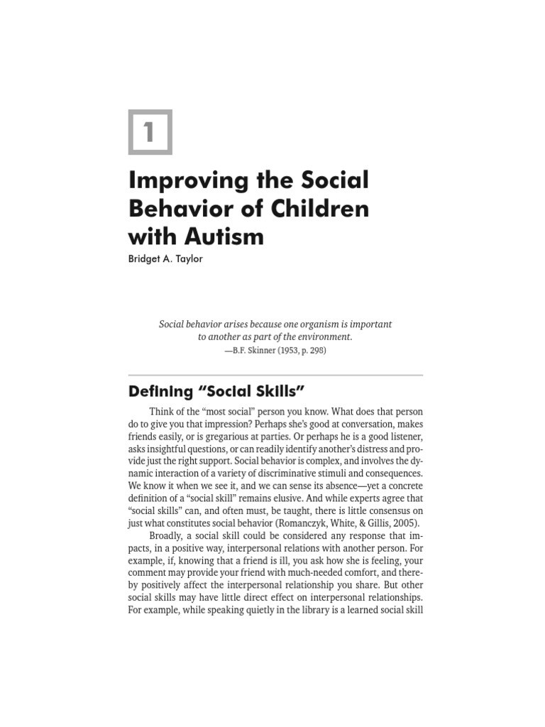 Teaching Social Skills-Chapter 1 | PDF | Reinforcement | Autism