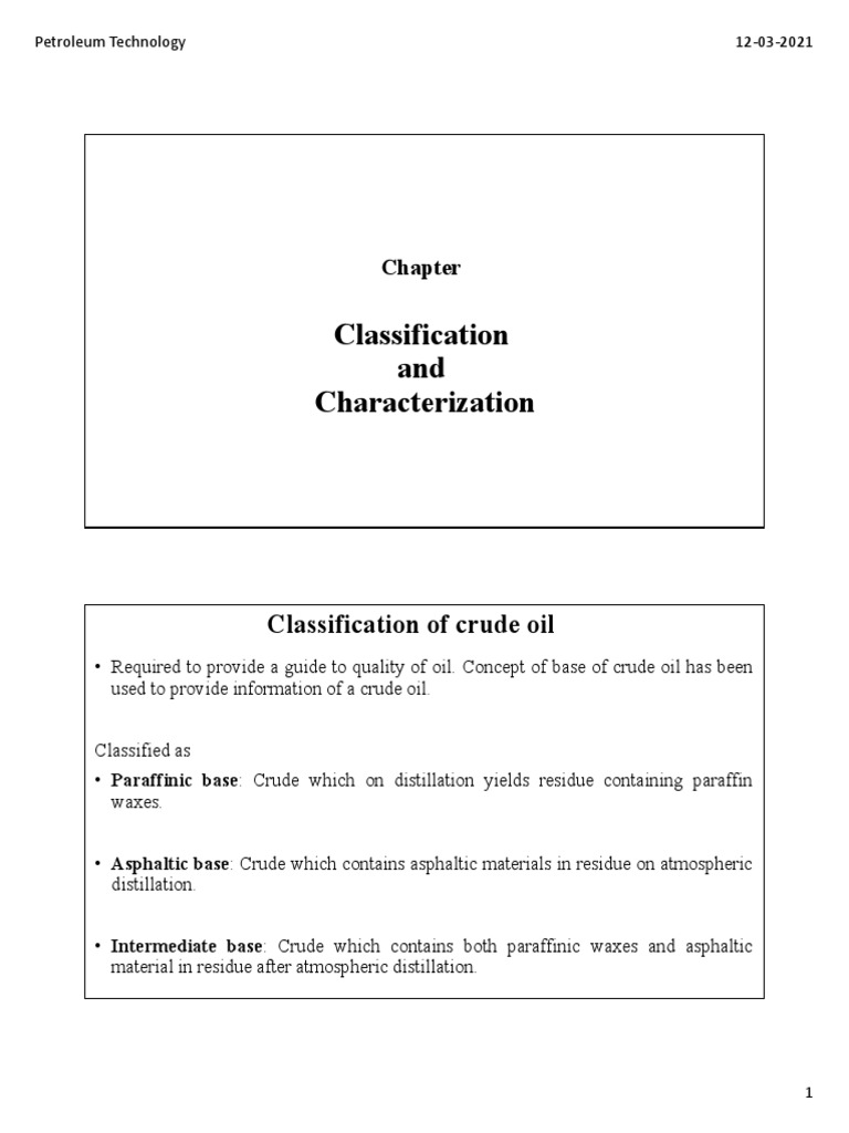Classification and Characterization: Classification of Crude Oil | PDF ...