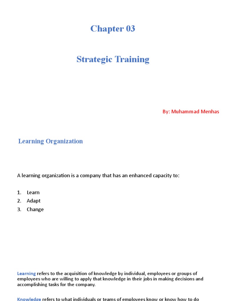 Chapter 3 Strategic Training | PDF | Strategic Management | Goal