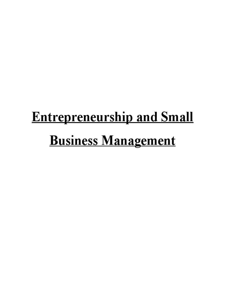 Entrepreneurship and Small Business Management | PDF | Social ...