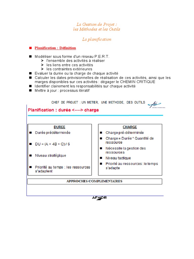 La Gestion de Projet Planification PERT Et GANTT | PDF | Planification | Business