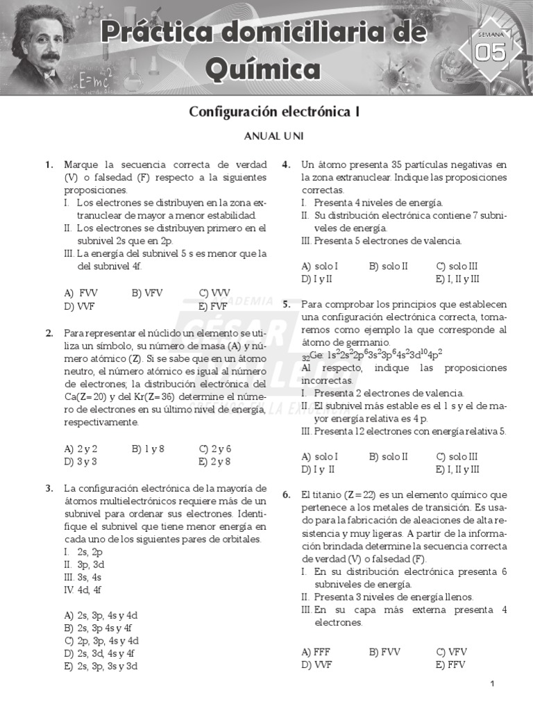 Q AUNI Sem5 Dom 1 | PDF | Configuración electronica | Mecánica