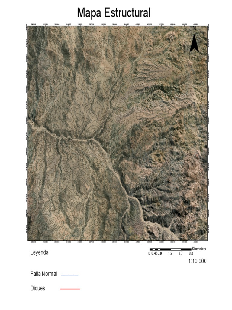Mapa Estructural: 1:10,000 Leyenda Falla Normal Diques | PDF