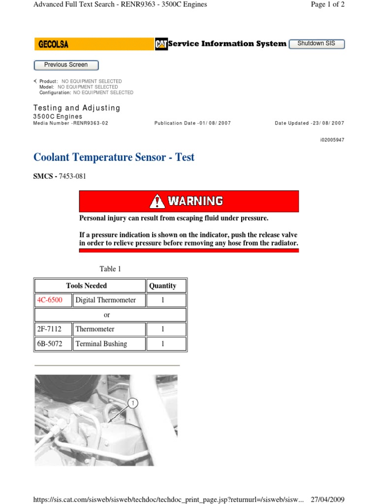 Coolant Temperature Sensor - Test | PDF | Thermometer | Temperature