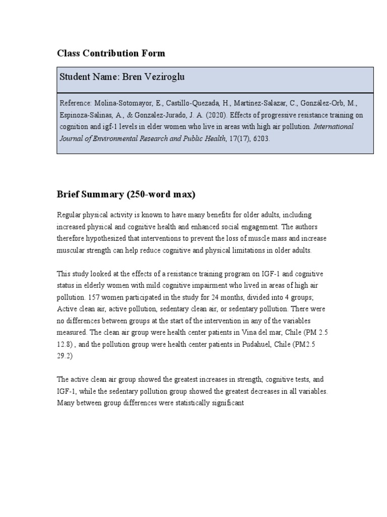 Veziroglu - Class Contribution 2eb | PDF | Self-Improvement