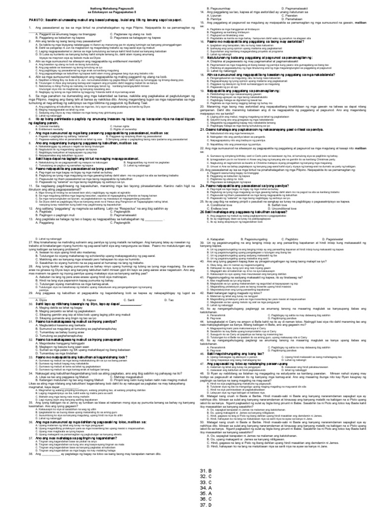 EsP 8 Summative Test | PDF