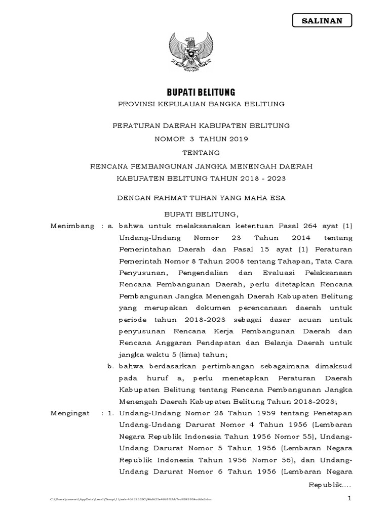 Perda RPJMD 2019 2023 | PDF