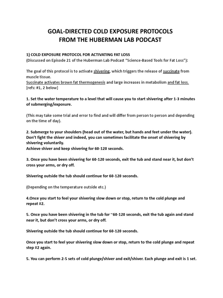 Goal-Directed Cold Exposure Protocols From The Huberman Lab Podcast ...