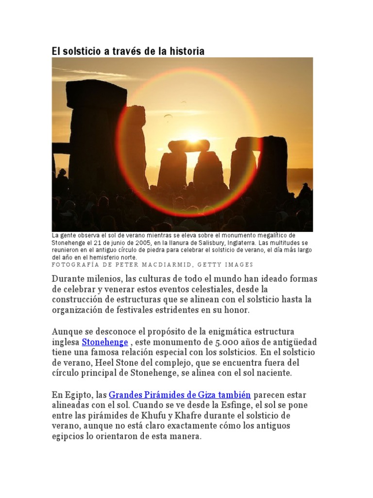 Celebraciones del Solsticio en la Historia | PDF | Tierra | Science