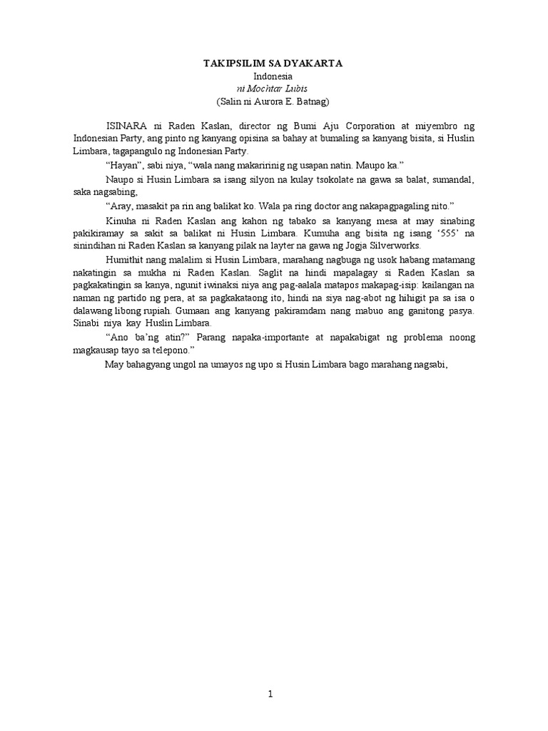 Takipsilim Sa Dyakarta | PDF