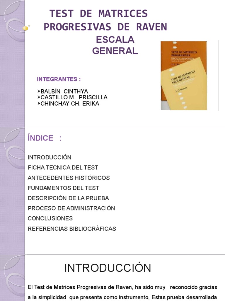 Test de Matrices Progresivas de Raven | PDF | Inteligencia | Teoría