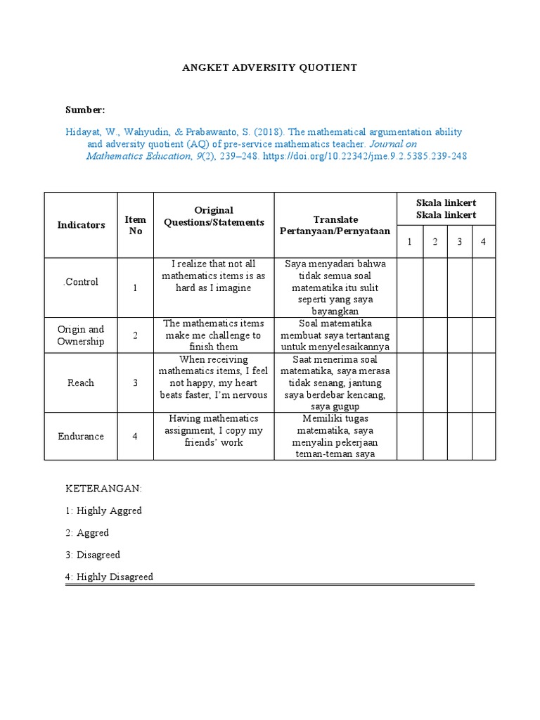 Adversity Quotient in Math Education | PDF