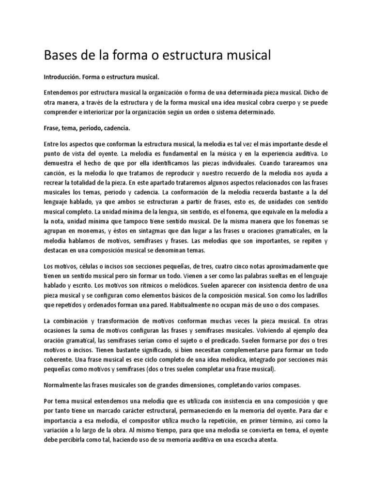 Aspectos Básicos de La Estructura Musical | PDF | Composiciones ...