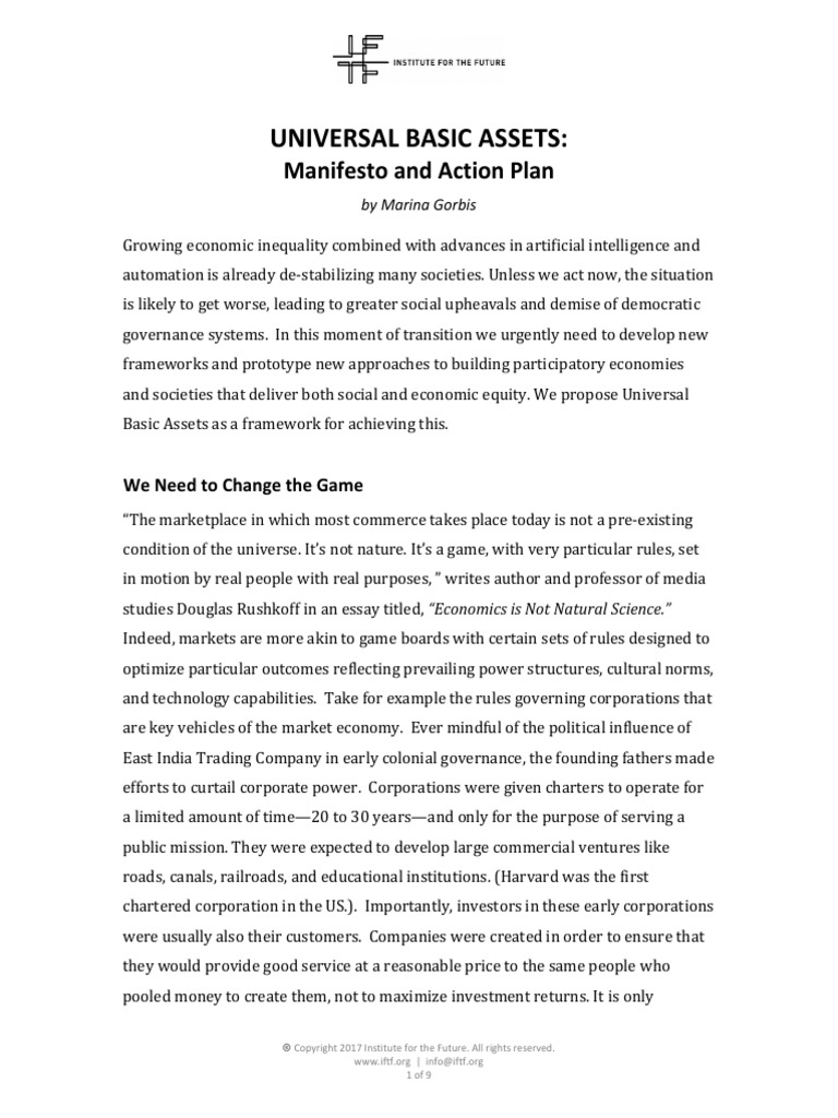 Universal Basic Assets:: Manifesto and Action Plan | PDF | Economic Inequality | Discrimination ...
