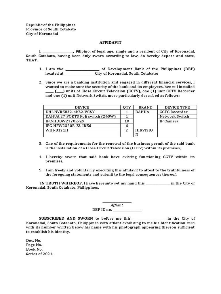 Affidavit With CCTV | PDF | Affidavit | Closed Circuit Television