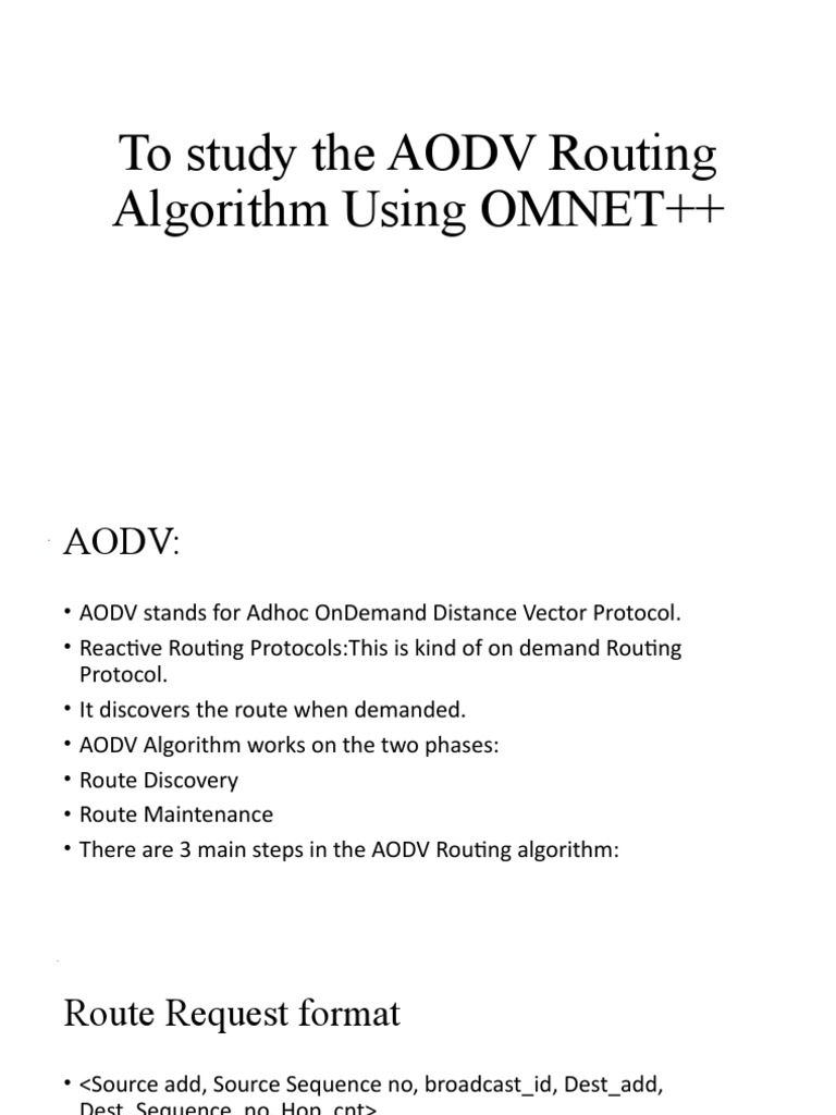 To Study The AODV Routing Algorithm Using OMNET | PDF | Routing | Network Layer Protocols