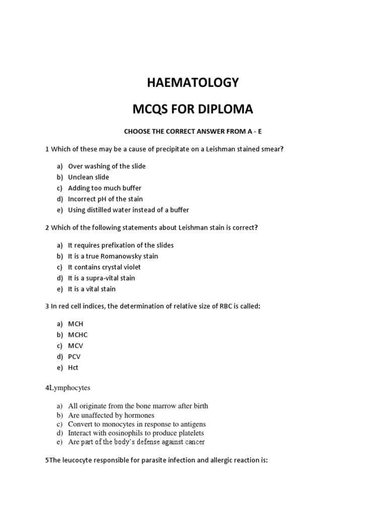 Mastering Haematology: An Expert Guide to Multiple Choice Questions on ...