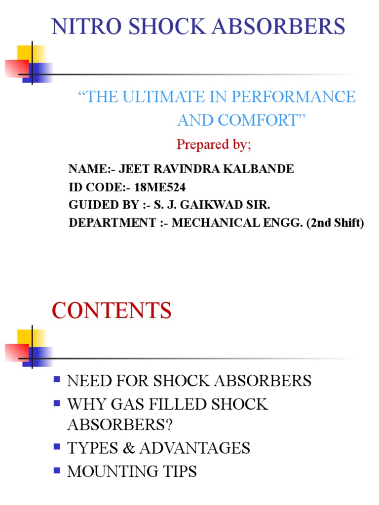 Nitro Shock Absorbers: "The Ultimate in Performance and Comfort" | PDF ...