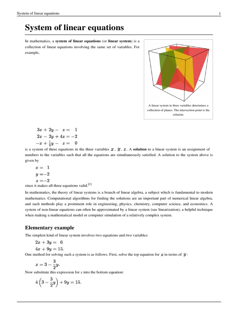 System of Linear Equations | PDF | System Of Linear Equations | Equations