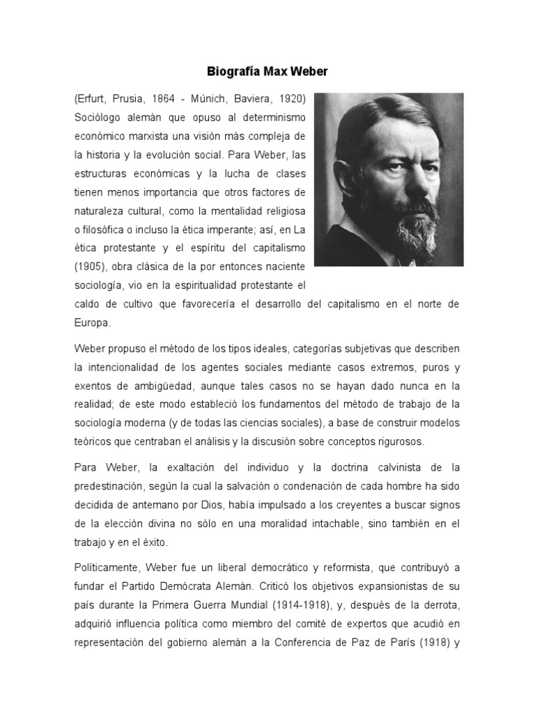 Biografía Max Weber | PDF | Max Weber | Karl Marx