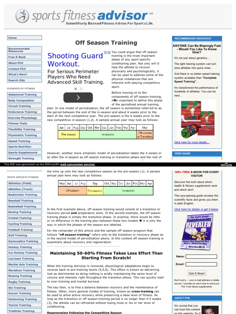 Off Season Resistance Training Program | PDF