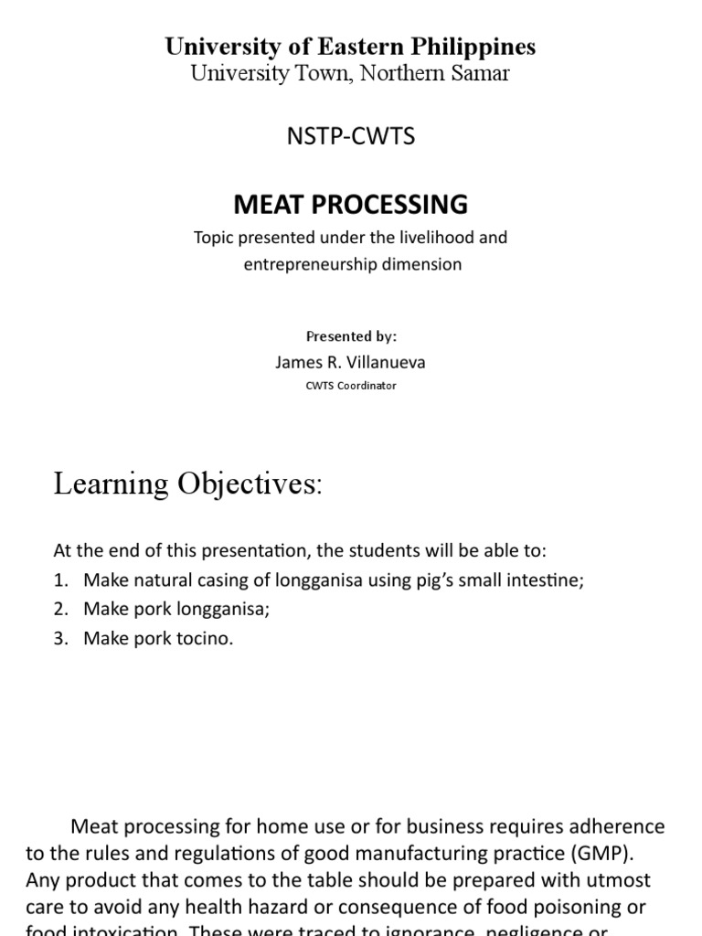 Meat Processing for Livelihood: Techniques for Making Longganisa and ...