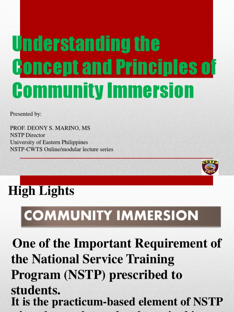 Understanding the Concepts and Principles of Community Immersion: A ...