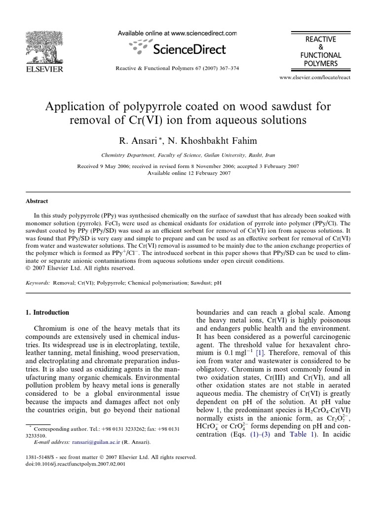 Ansari 2007 Descargar Gratis Pdf Chromium Adsorption