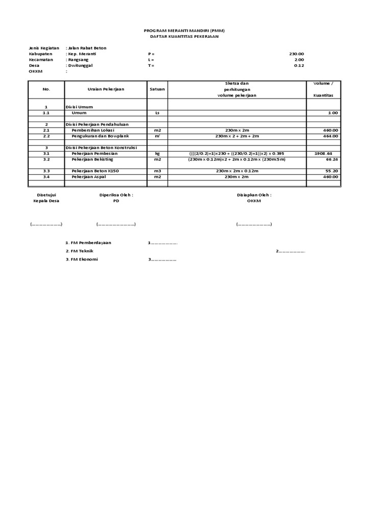 Pembuatan Lapangan Bola Volly Bukit Lengkung | PDF