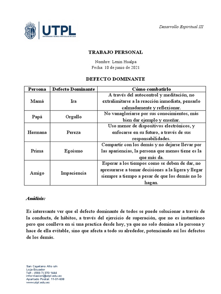 Superación de Defectos Personales | PDF