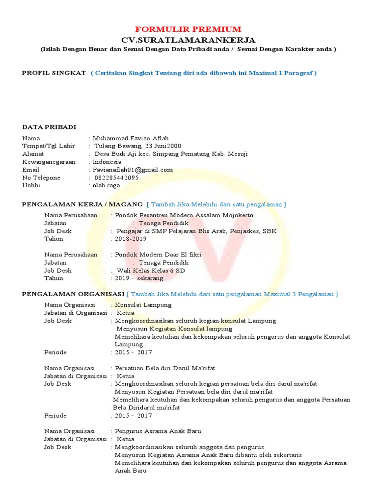 CV Avi | PDF | Karier & Perkembangan