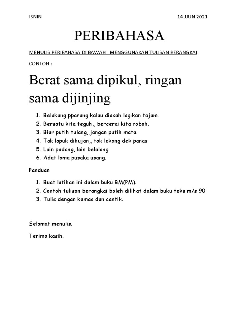 PERIBAHASA Tls Berangkai 14062021 | PDF | Seni & Disiplin Bahasa
