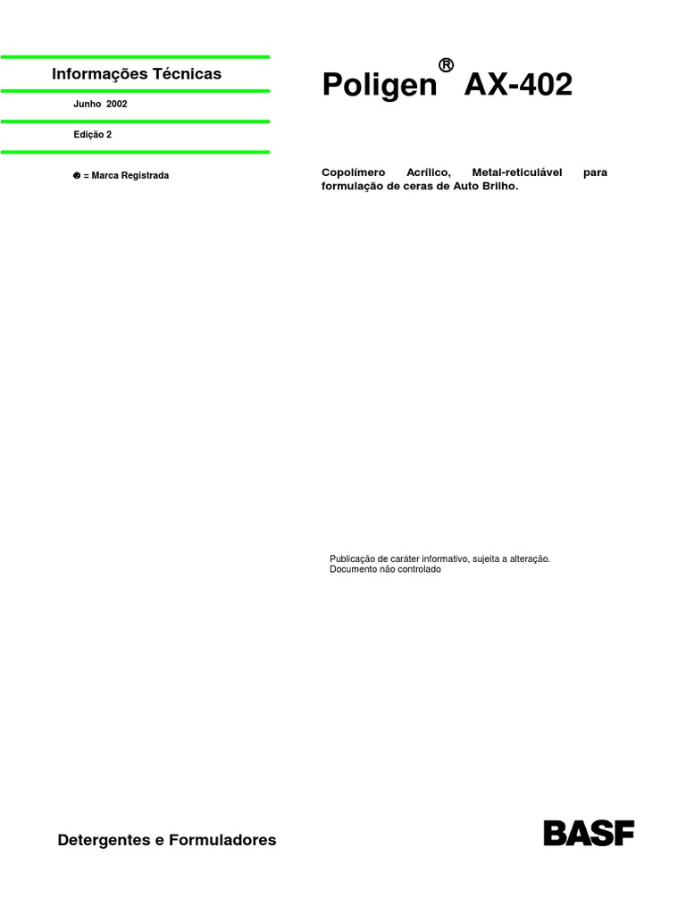Poligen AX 402 | PDF | Química | Materiais
