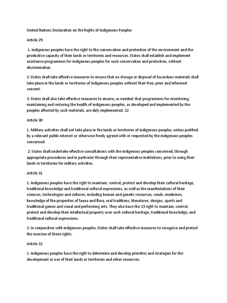 United Nations Declaration On The Rights of Indigenous Peoples | PDF ...