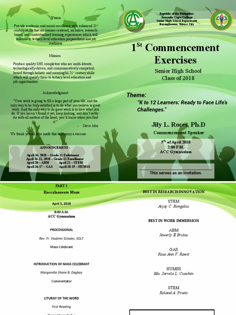 1 Commencement Exercises: Senior High School Class of 2018 | PDF