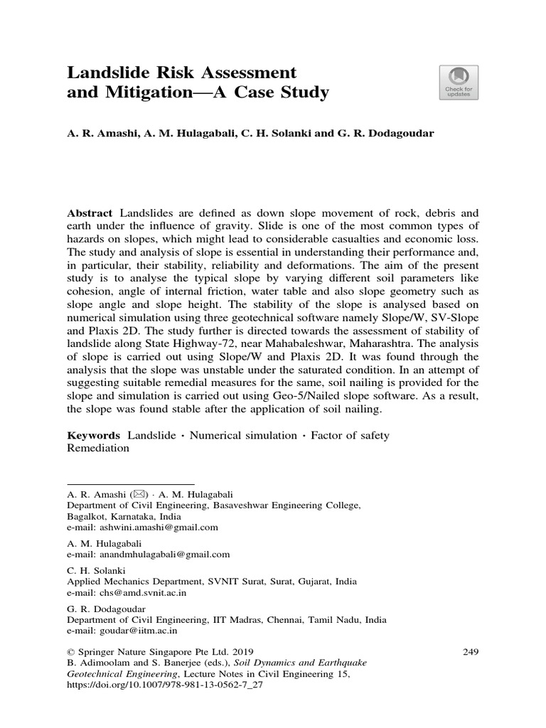 Landslide Risk Assessment and Mitigation - A Case Study | PDF | Landslide | Geotechnical Engineering
