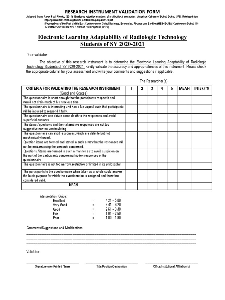 Validation Letter For Suvey Questionnaire | Download Free PDF ...